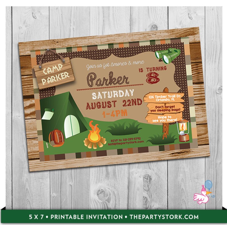Camping Invitation Boy Camping Invitation Camp Birthday - Etsy