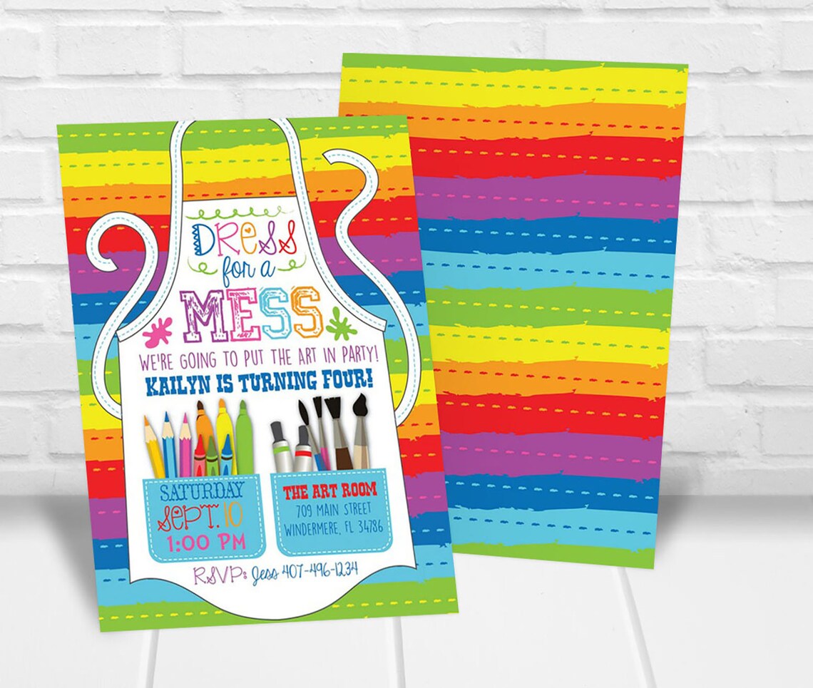 Art Party Invite Art Birthday Party Invitation Printed or | Etsy