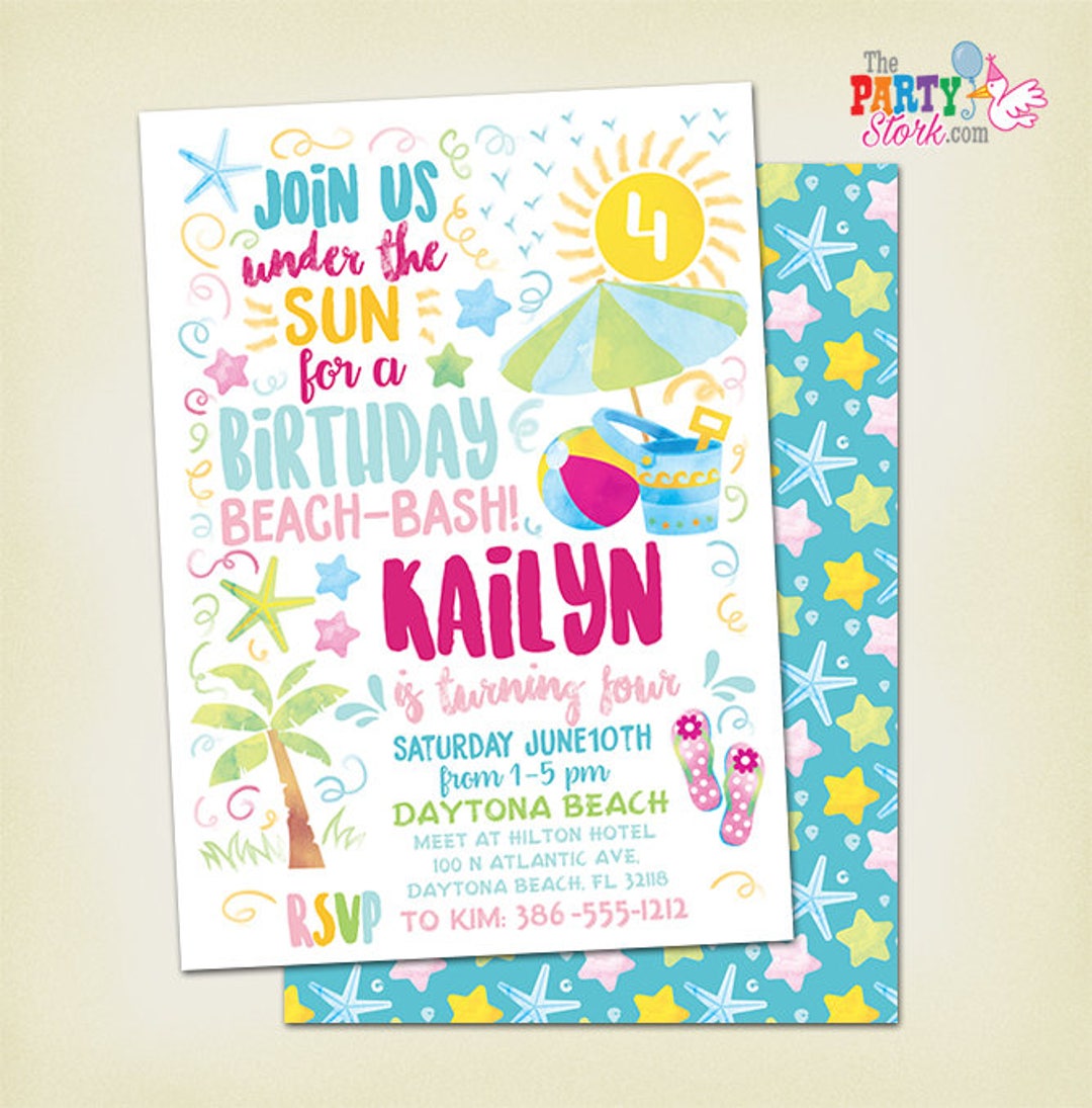 Beach Birthday Party Invitation – Printable Summer Pool or Beach Bash ...