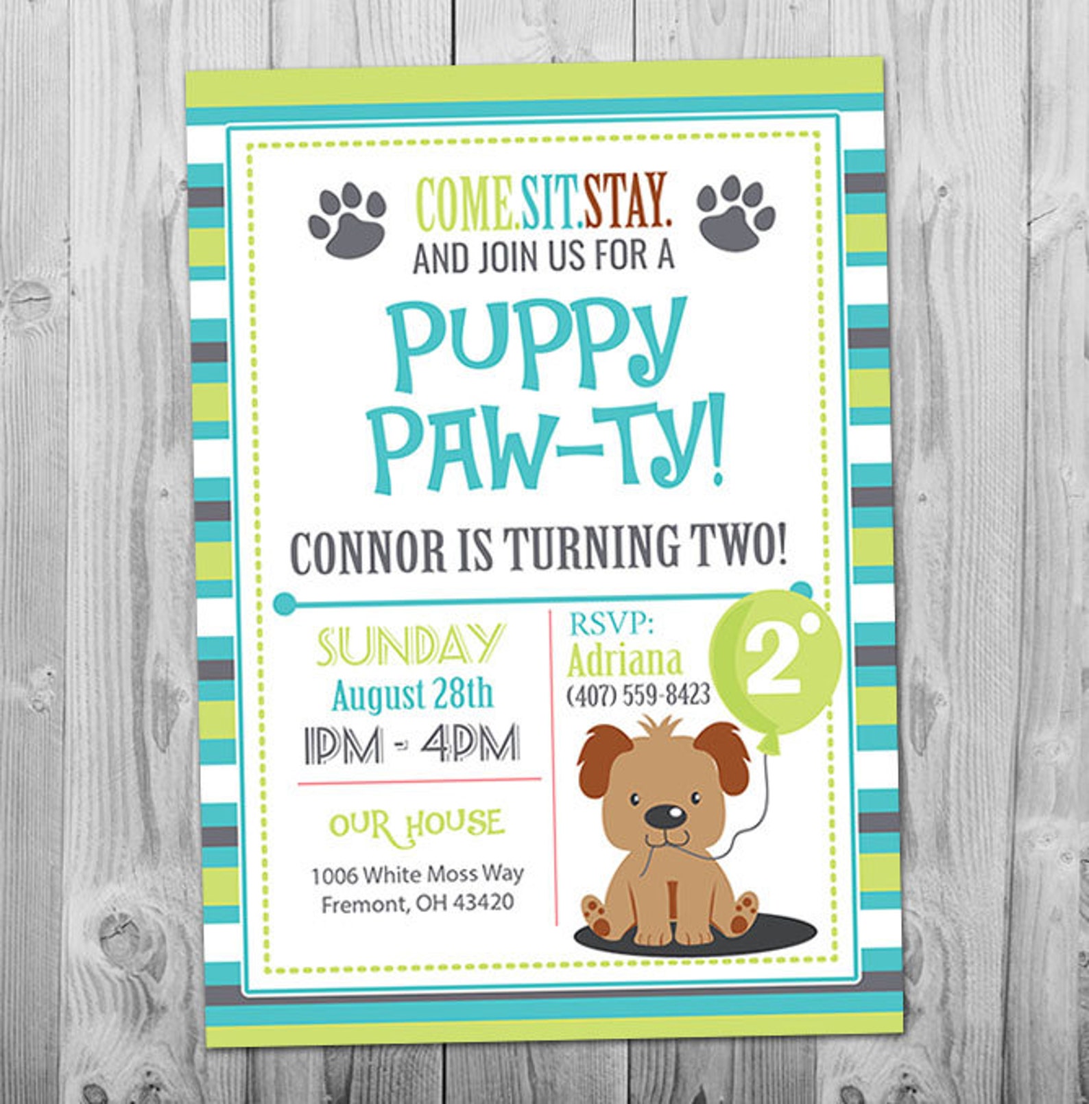 Puppy Party Invitation Boy Puppy Invitation Puppy Birthday | Etsy