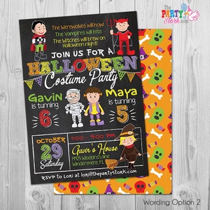 Halloween Birthday Invitations Kids Halloween Costume Party Invitations ...
