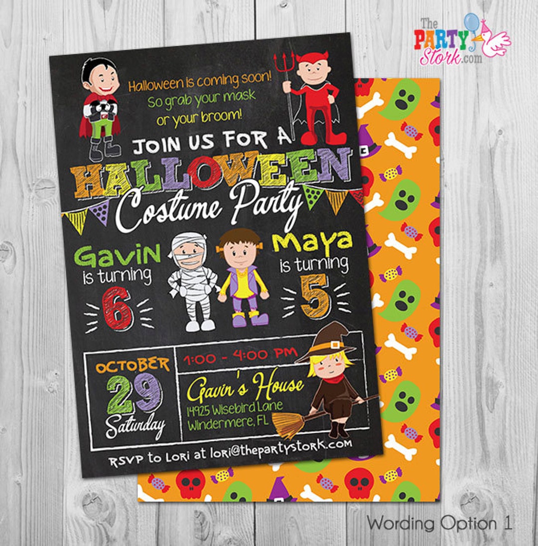 Halloween Birthday Invitations Kids Halloween Costume Party Invitations ...