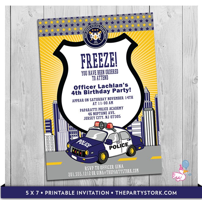 Police Car Invitation: Printable Personalized Boys Cop | Etsy