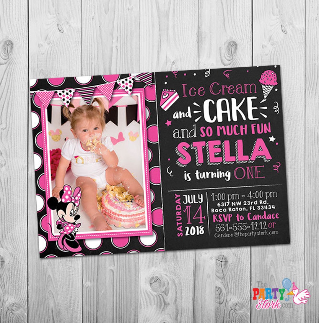 Minnie Mouse First Birthday Invitation Minnie Mouse Invite Digital ...