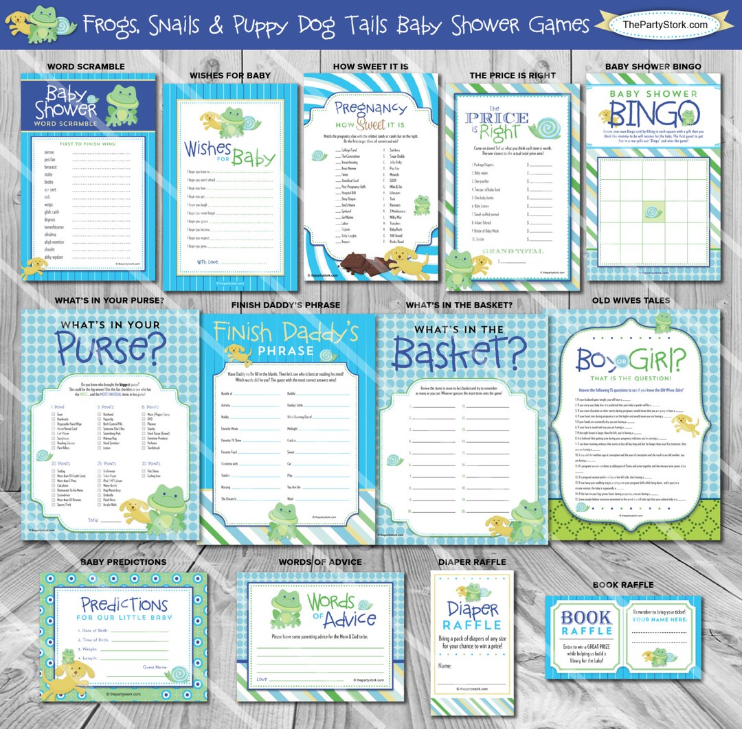 Frogs Snails and Puppy Dog Tails Baby Shower Games | Snips and Snails ...