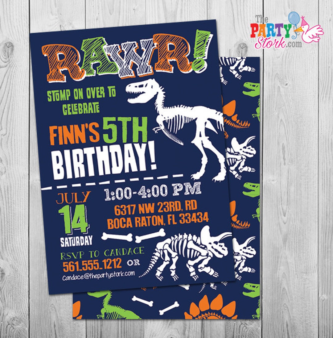 Dinosaur Birthday Invitation, Dinosaur Invitation, Dinosaur Birthday ...