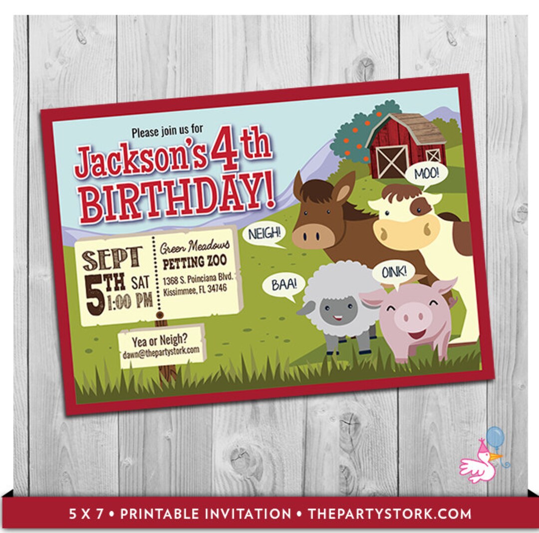 Barnyard Invitation: Printable Personalized Boys or Girls Birthday ...