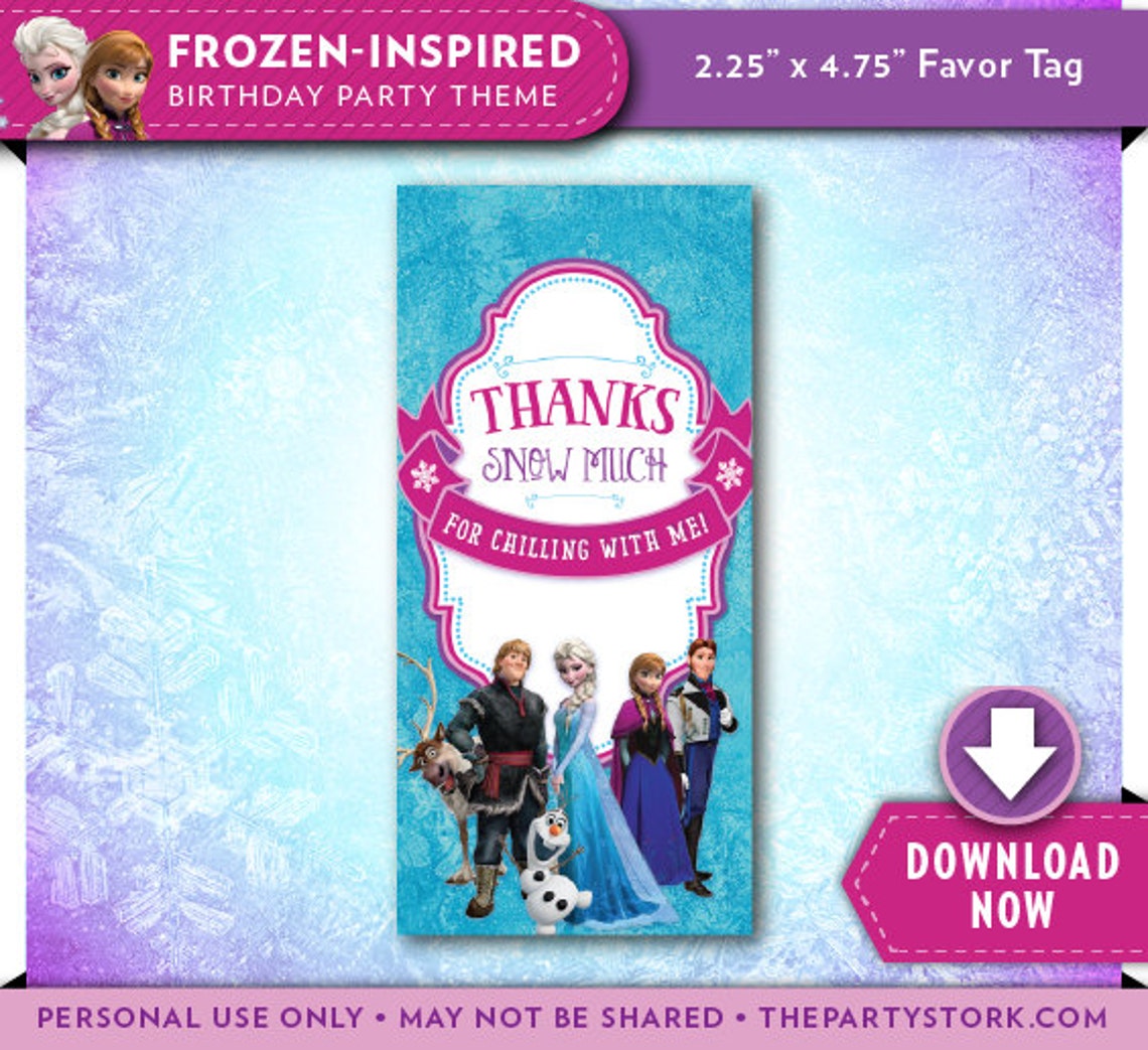 Frozen Favor Tag Printable Frozen Birthday Party Favor Tags | Etsy