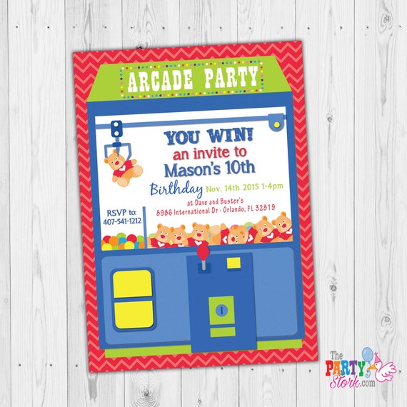 Arcade Invitation for Boy | Boys Arcade Party Invitation | Kids ...