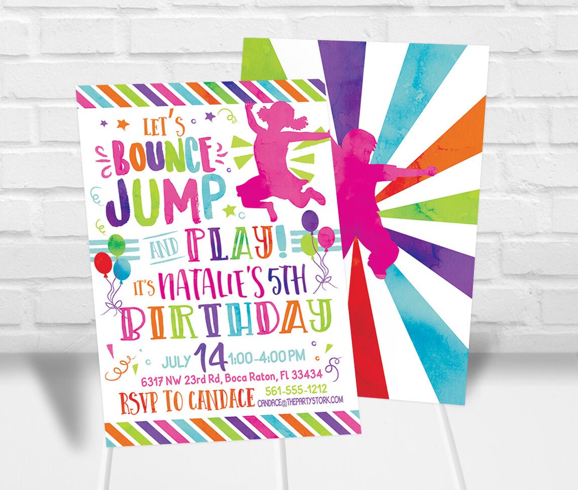 Trampoline Party Invitation: Custom Printable Girls JUMP | Etsy