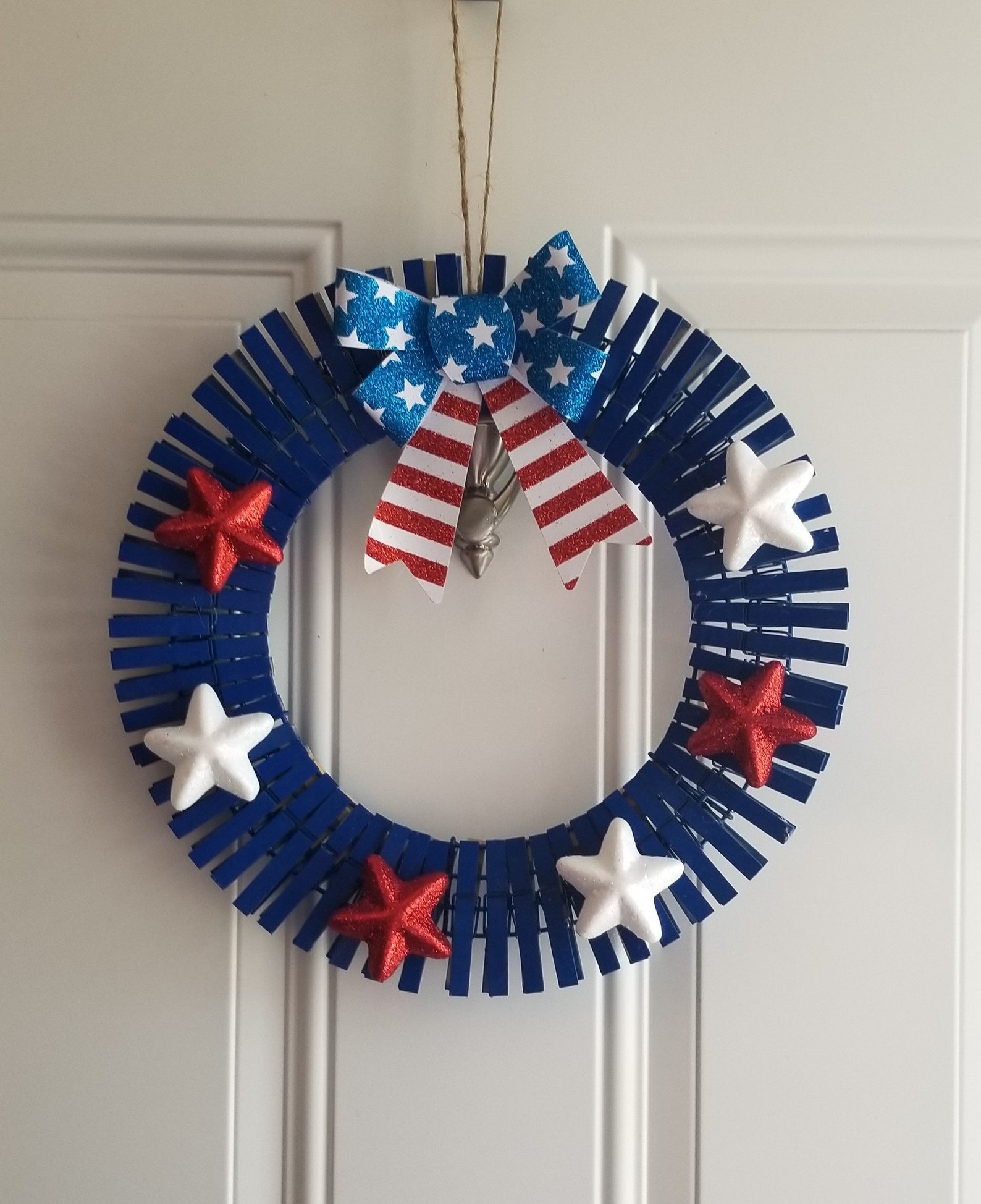 Patriotic Clothespin Wreath 4th of July Patriotic Wreath Memorial ...