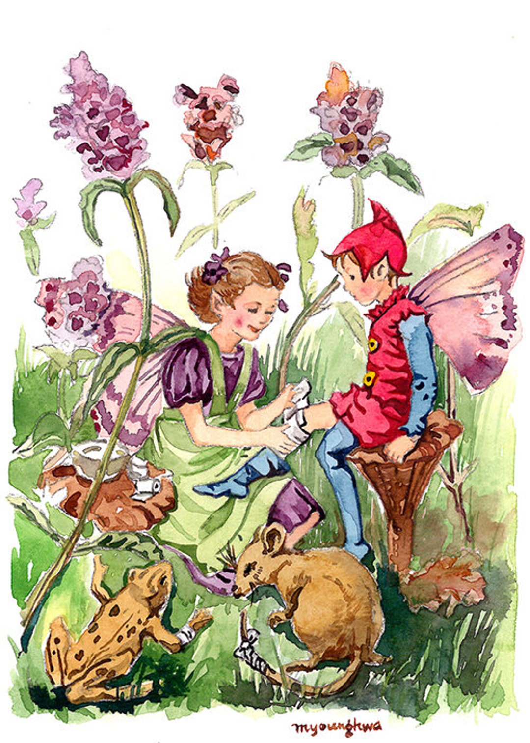 Self-heal Fairies - Whimsical Watercolor Limited ART PRINT With Size ...