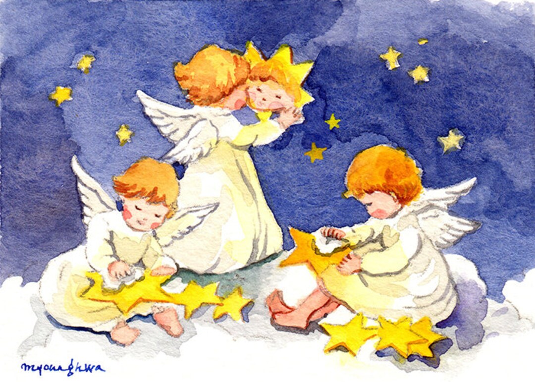 ACEO Limited Edition 10/25, Angels Glowing Stars Inspired by Erica Von ...