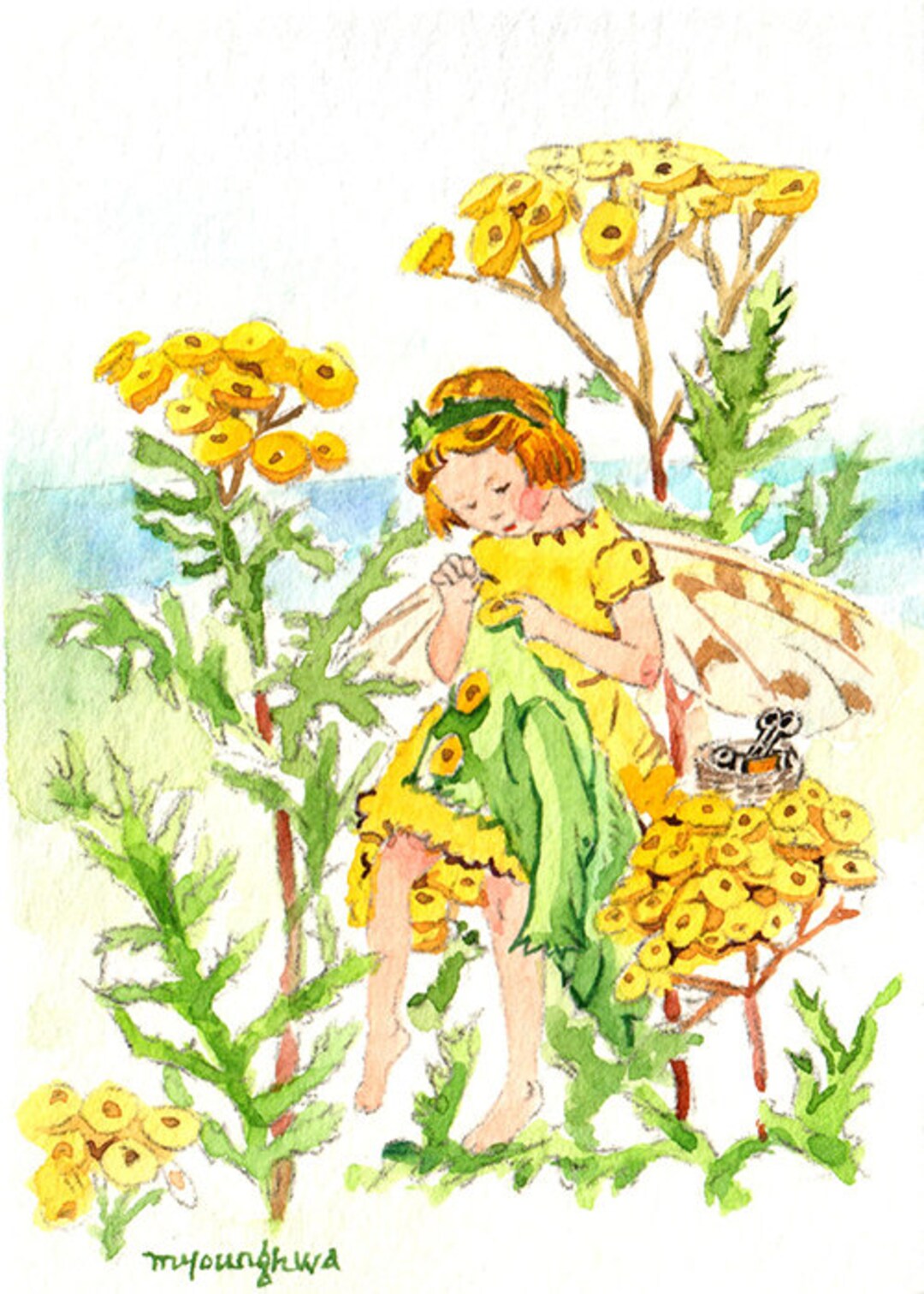Limited ART PRINT "the Tansy Fairy's Stitch" Flower Fairy Inspired by CM Barker, Collectible ...
