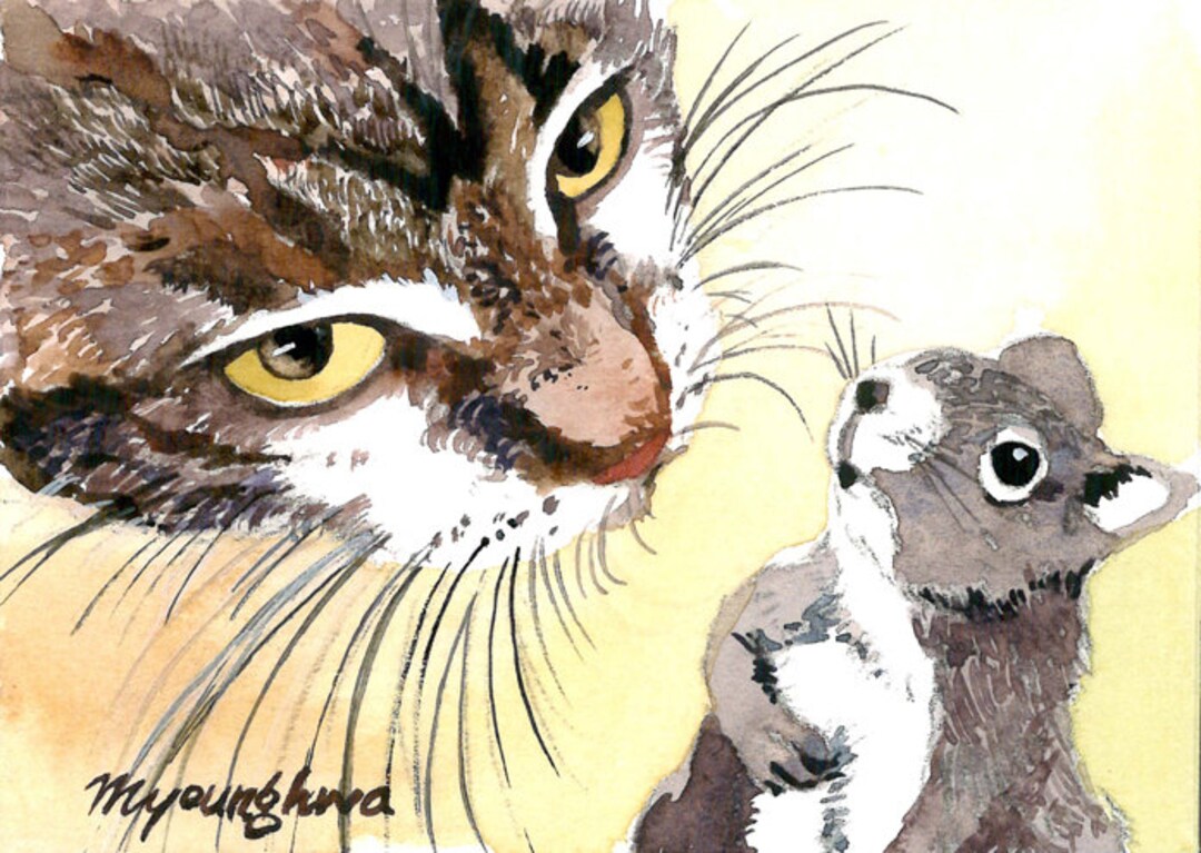 ACEO Limited Edition I Am Not a Mouse, Funny Animal Art, Cat and ...