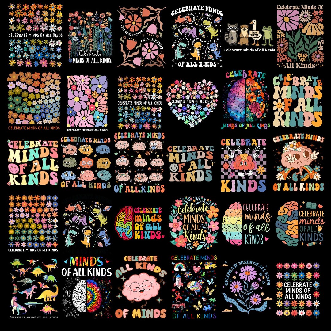 Floral Celebrate Minds of All Kinds Png, Autism Awareness Design Png ...