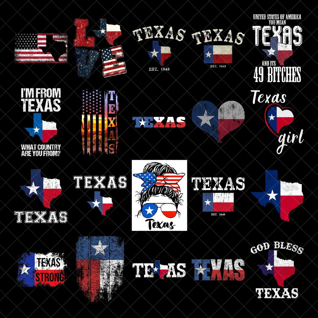 Texas PNG Bundle, Texas Flag Map Girl Strong God Bless Graphic ...