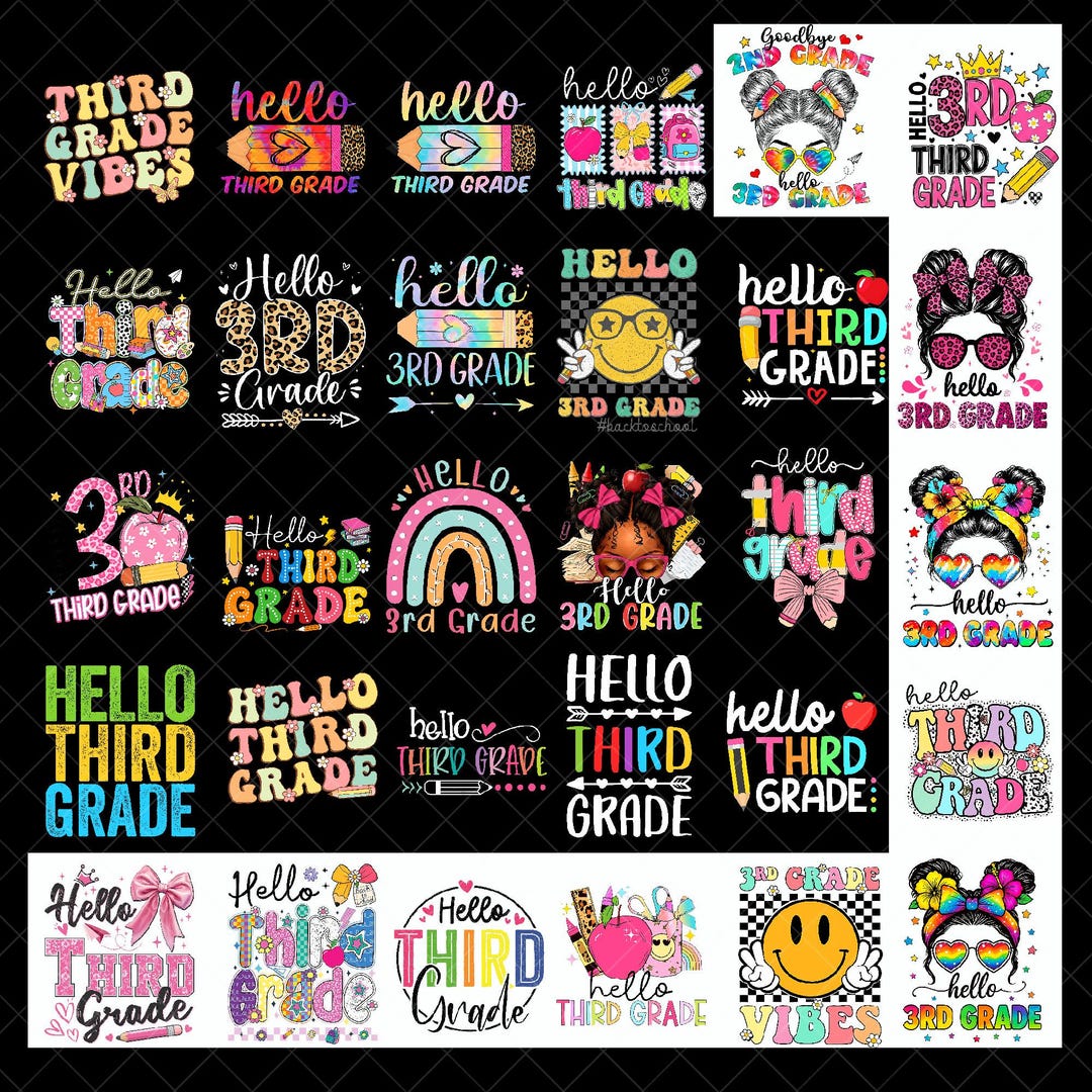 Hello Back to School Png Bundle, Hello 3rd Grade Png, Third Grade Png ...