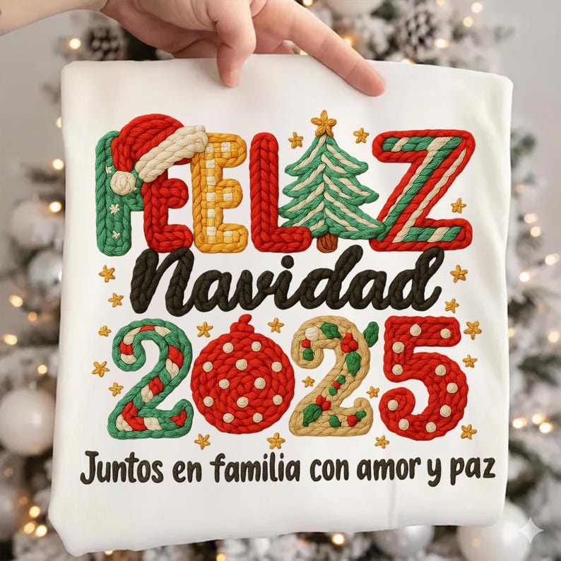 Faux Yarn Feliz Navidad Png, Christmas 2025 Png, Navidad Familiar Png ...