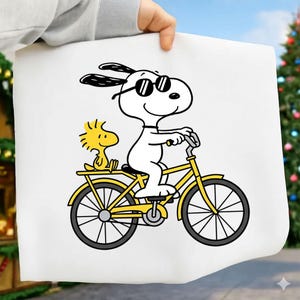 Snoop Riding Bicycle Clipart, Snoop and Woodstoc PNG, Cute Snoopy Bike ...