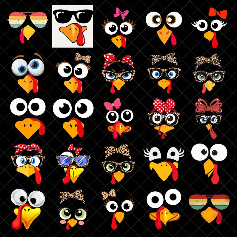 Thanksgiving Turkey Png Bundle, Turkey Face Png, Thanksgiving Png ...