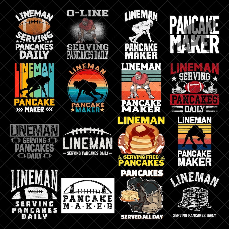 Lineman Pancake Maker PNG Bundle, Football Lineman Serving Pancakes ...