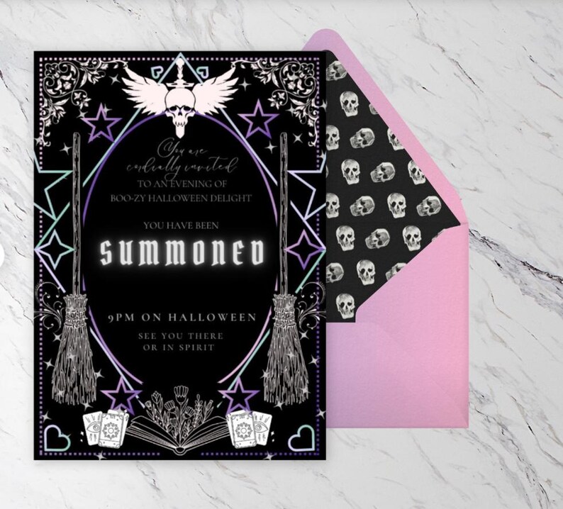 Editable Witch Party Invitation, Halloween Party Invite, Summoned ...
