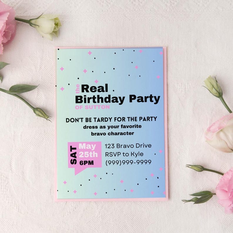 Editable Real Housewives Invite, Birthday Invite, Bravo Birthday ...