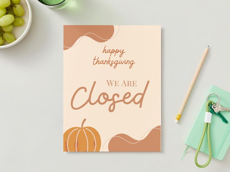 Thanksgiving Closed Sign: Editable Storefront Template (digital ...