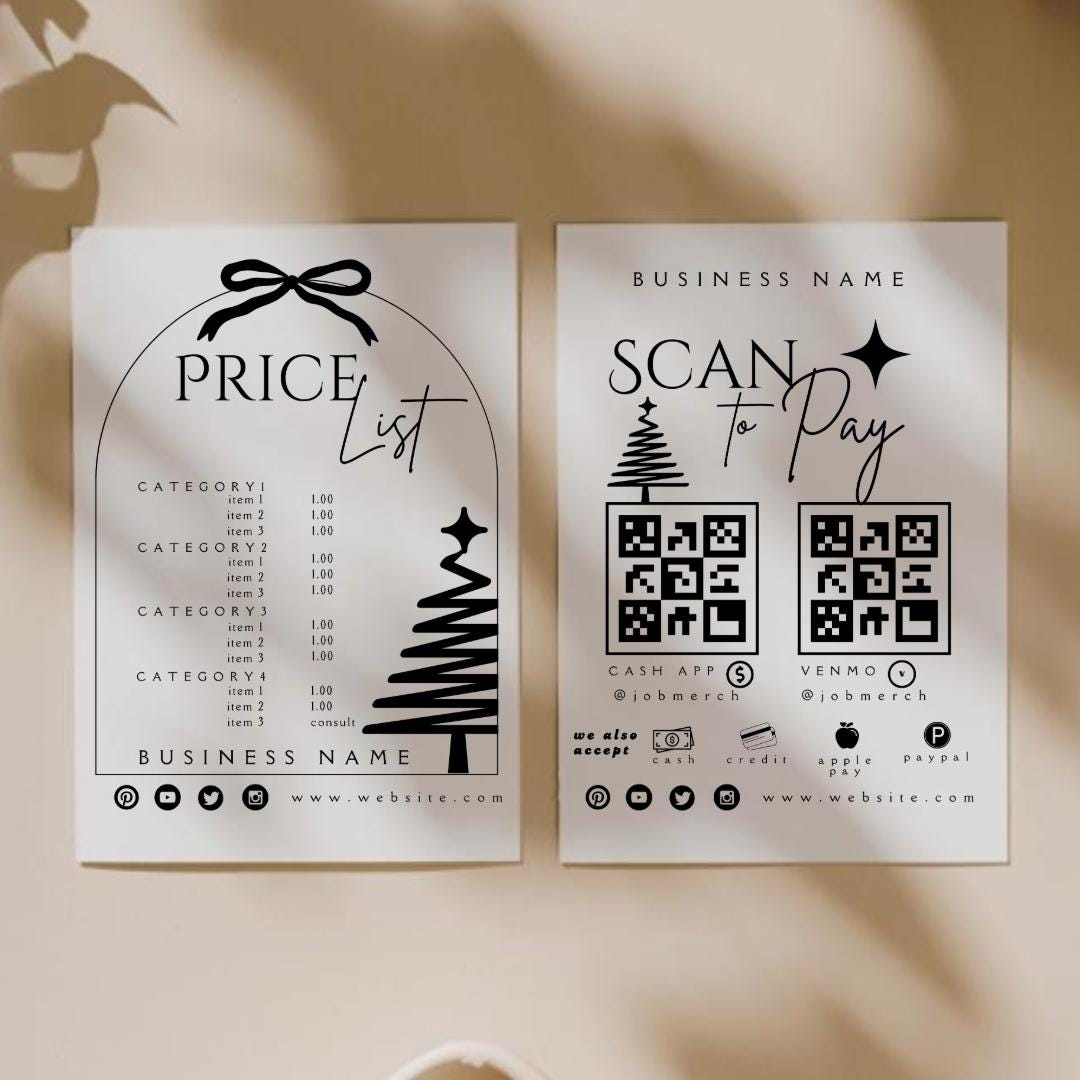 Holiday Price List & Scan to Pay - Etsy