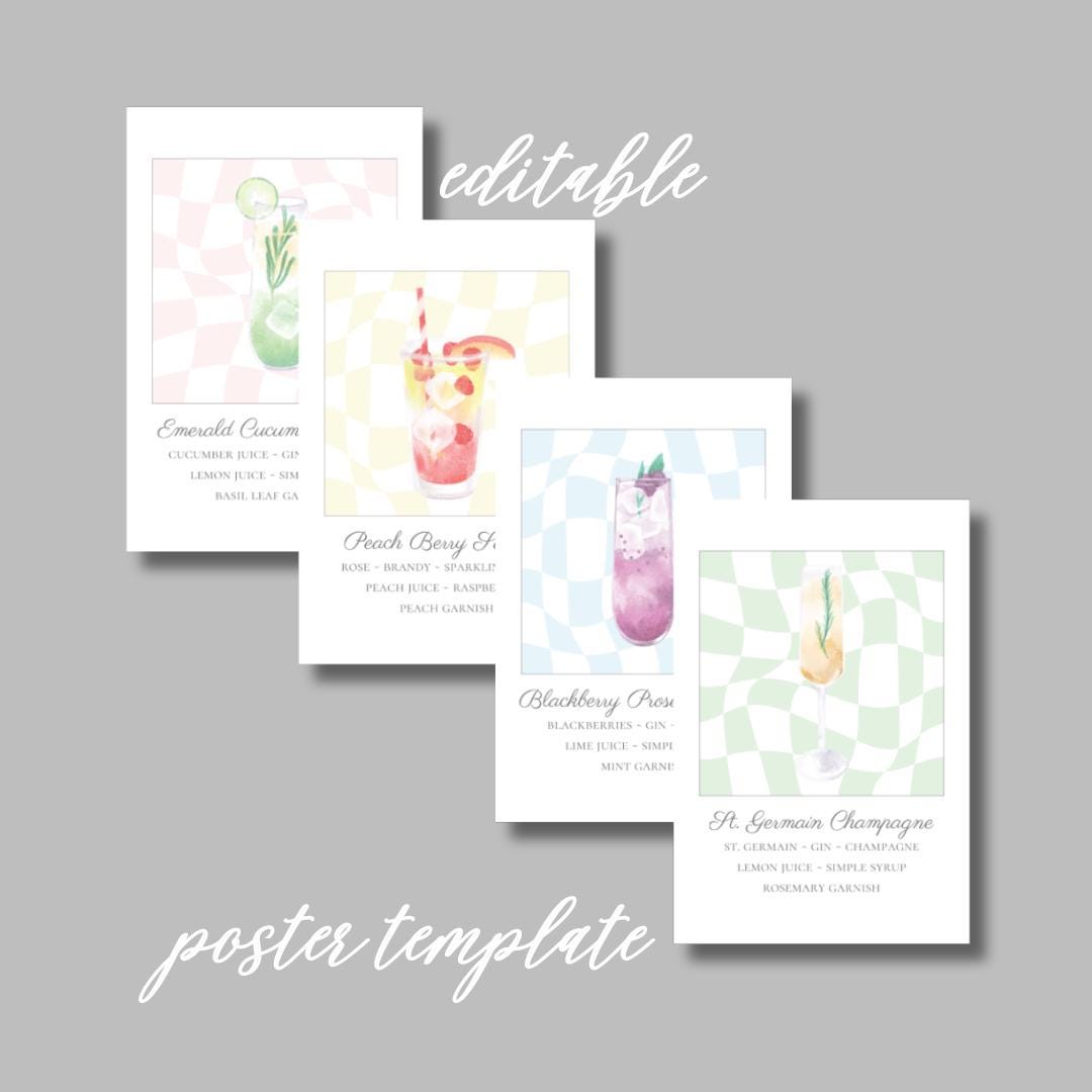 Editable Cocktail Poster Template, Cocktail Recipe Posters - Etsy