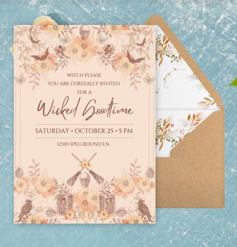Editable Witch Party Invitation: Halloween Invite (canva Template) - Etsy