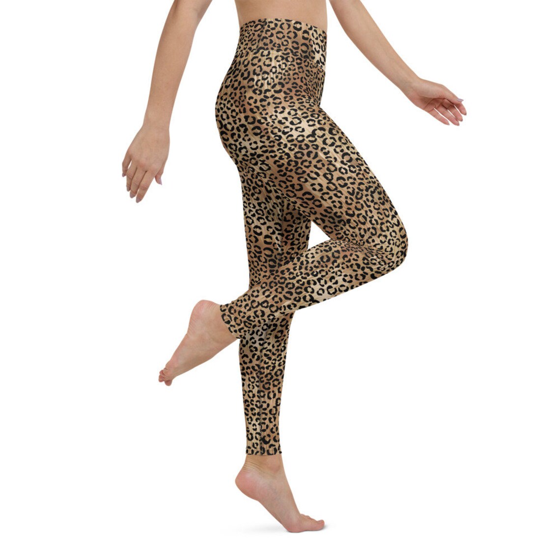 Leopard Tan WIDE BAND Yoga/Surf Leggings | Etsy