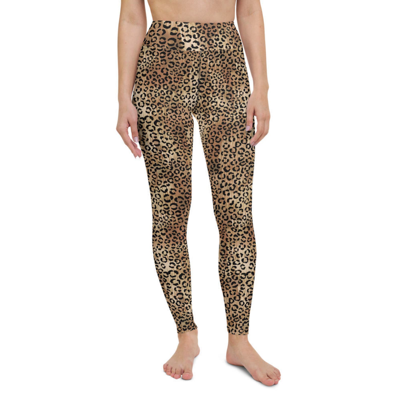 Leopard Tan WIDE BAND Yoga/surf Leggings - Etsy