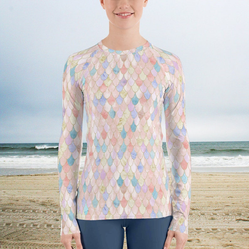 Rash Guard Pastel Pink Mermaid' Style by Nalu Tribe | Etsy