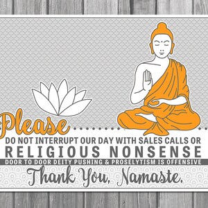 PRINTABLE No Solicitors Namaste Door Sign *instant Download* Buddah ...