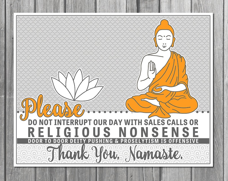 PRINTABLE No Solicitors Namaste Door Sign *instant Download* Buddah ...