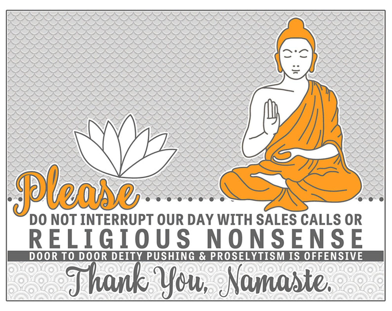 PRINTABLE No Solicitors Namaste Door Sign *instant Download* Buddah ...