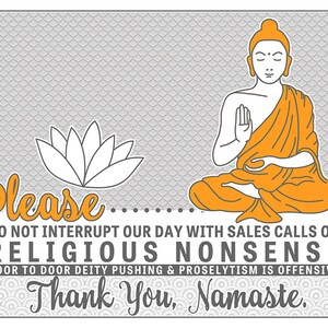 PRINTABLE No Solicitors Namaste Door Sign *instant Download* Buddah ...