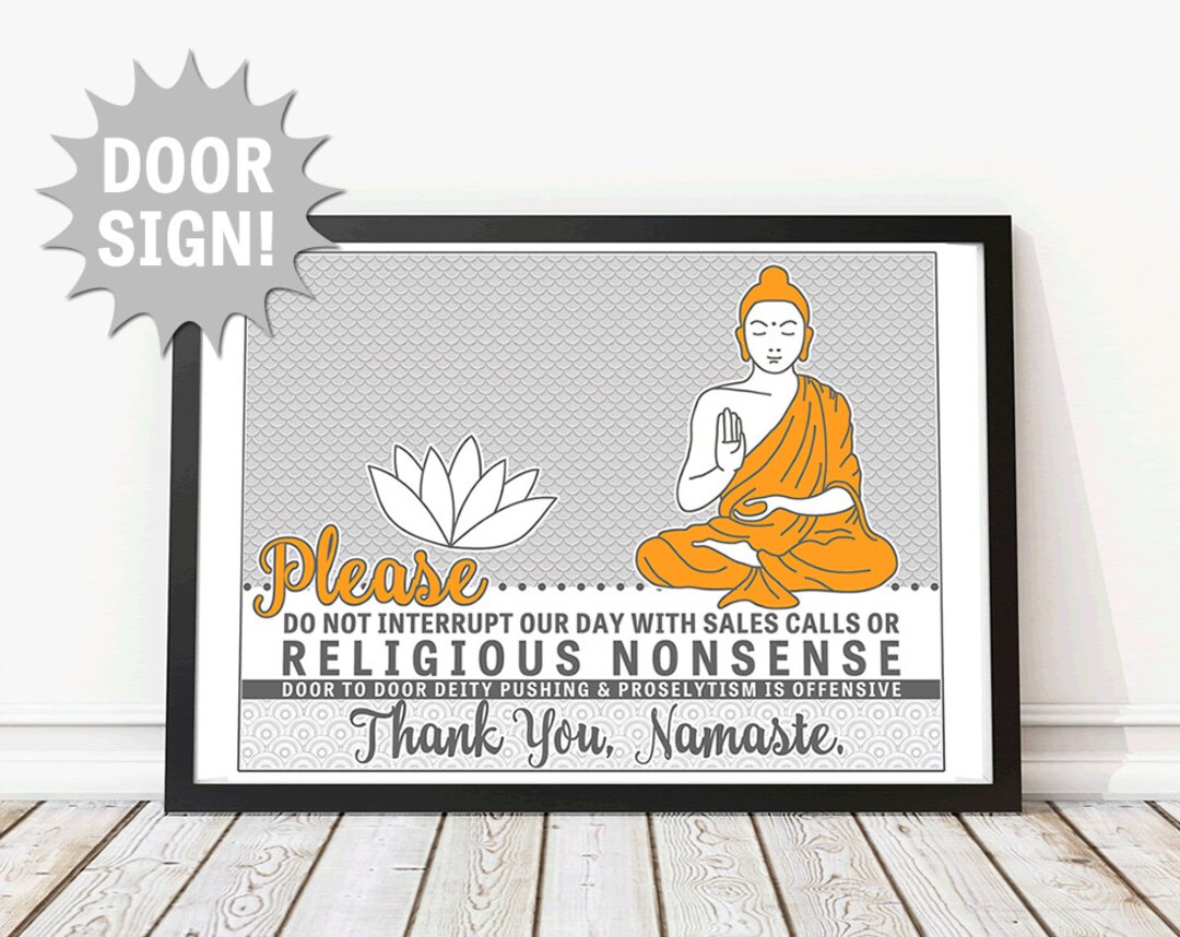 PRINTABLE No Solicitors Namaste Door Sign *instant Download* Buddah ...