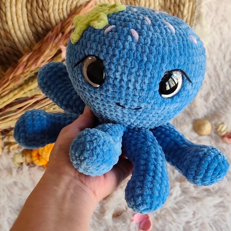 Octopus Crochet Pattern PDF, Plush Amigurumi Octopus Toy, Kawaii Sea ...
