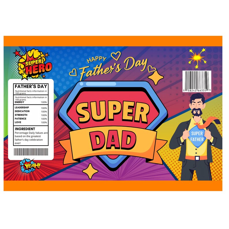 Editable Father's Day Chip Bag Template | Canva Party Favor Wrapper ...