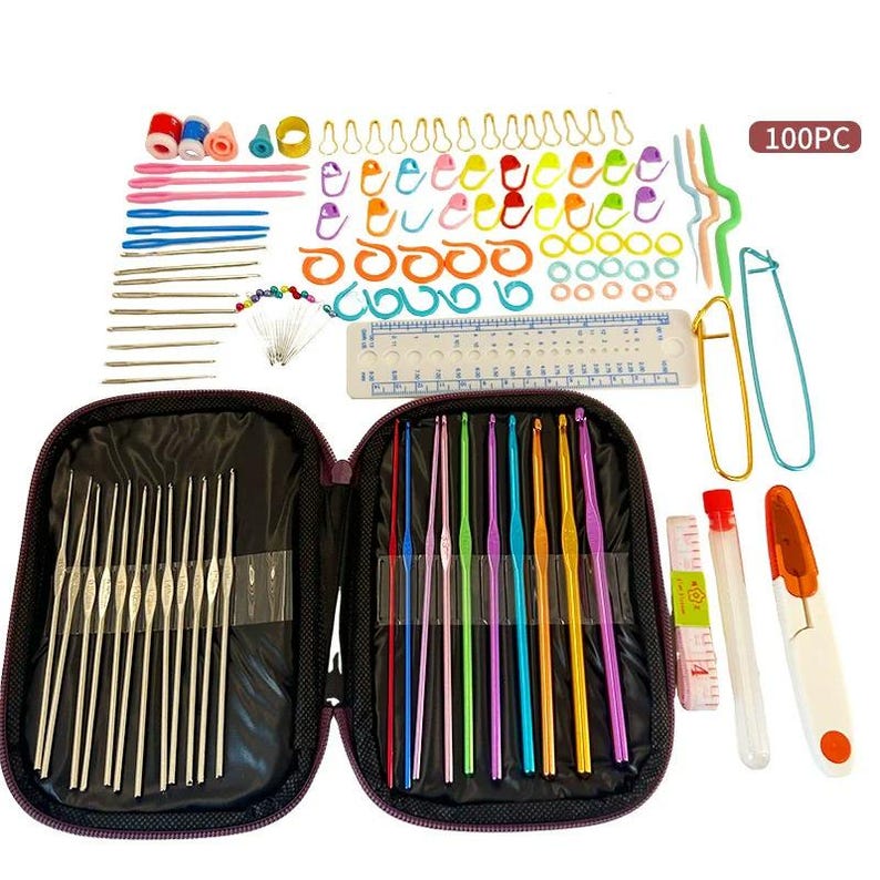 Crochet Hook Set With Bag | Knitting Needles & Weaving Tools Kit for ...