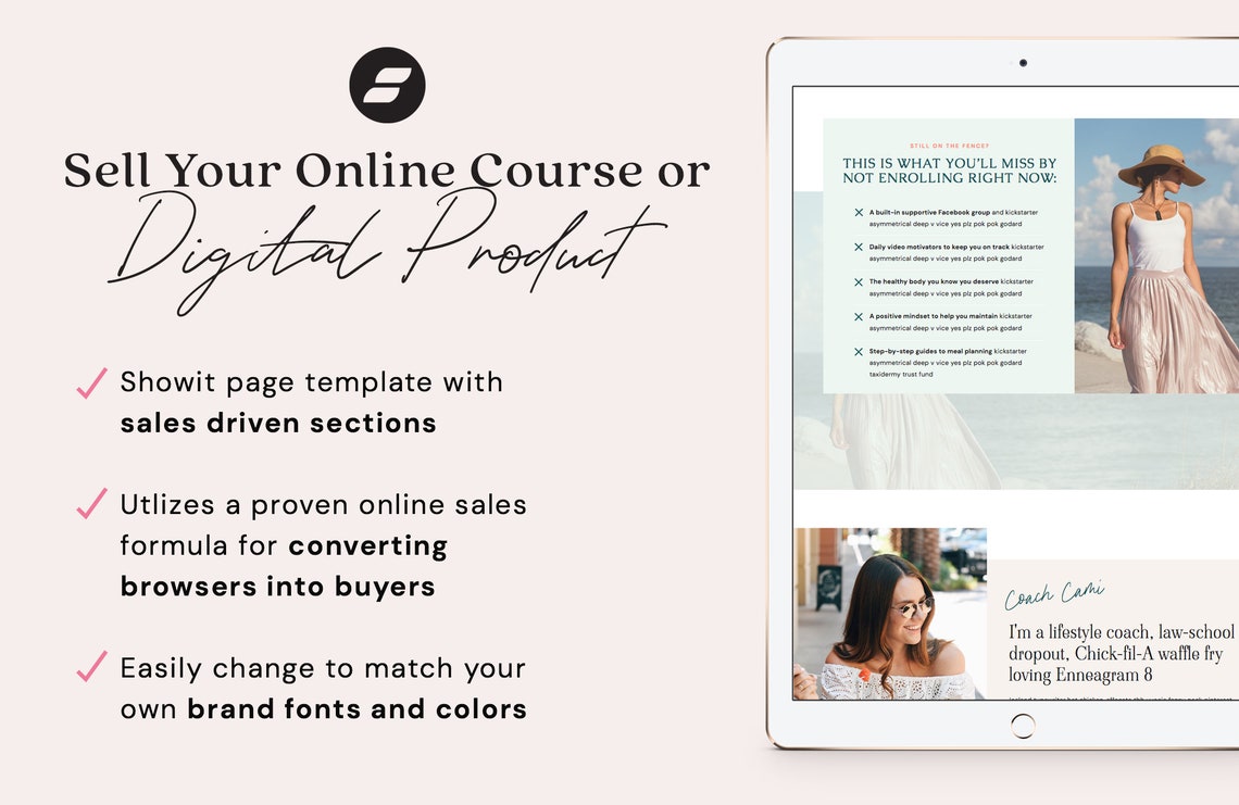 Sales Page Template for Online Course, Sales Page Template, Showit ...
