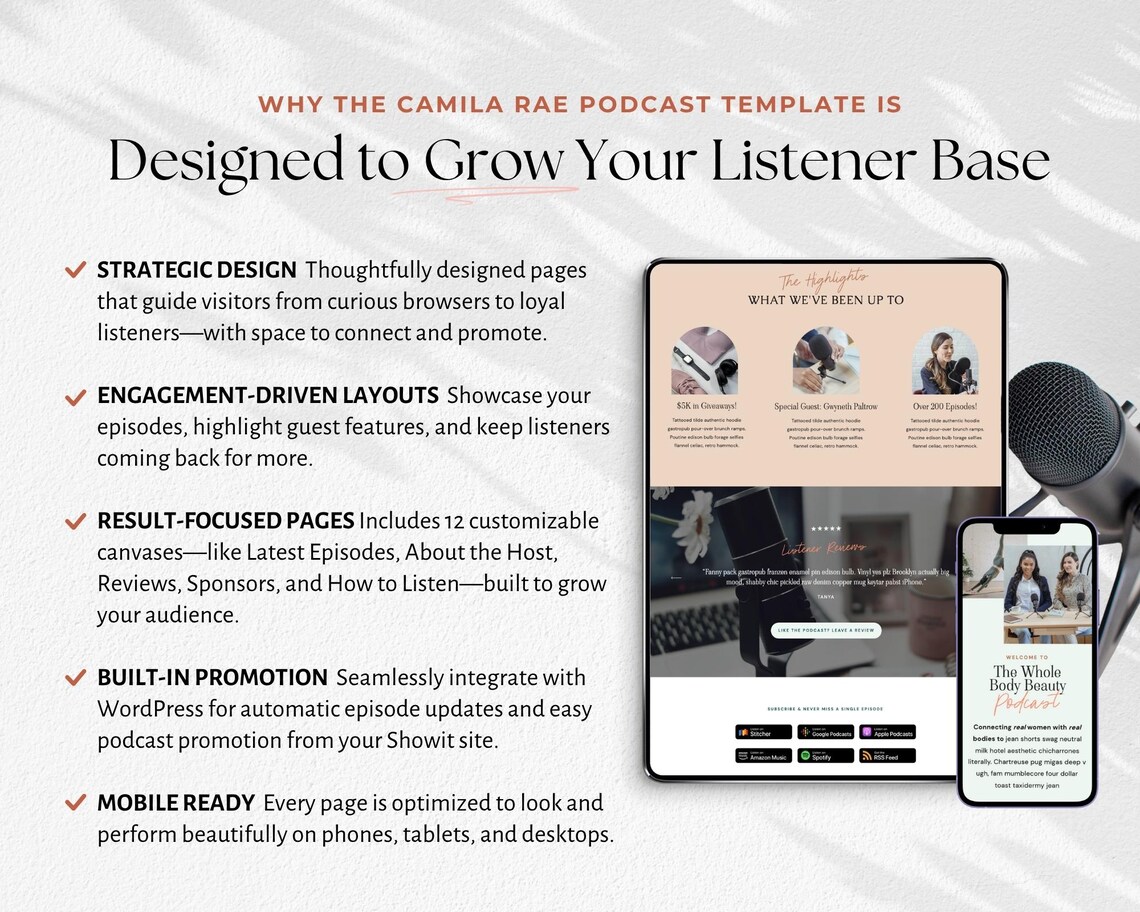 Podcast Showit Landing Page Template for Podcasters, Coaches ...