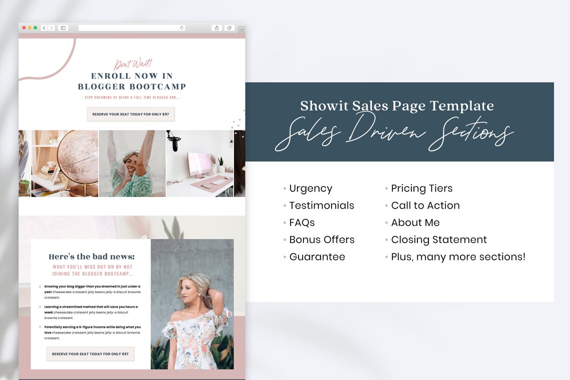Sales Page Funnel Template for Online Course, Sales Page Template ...