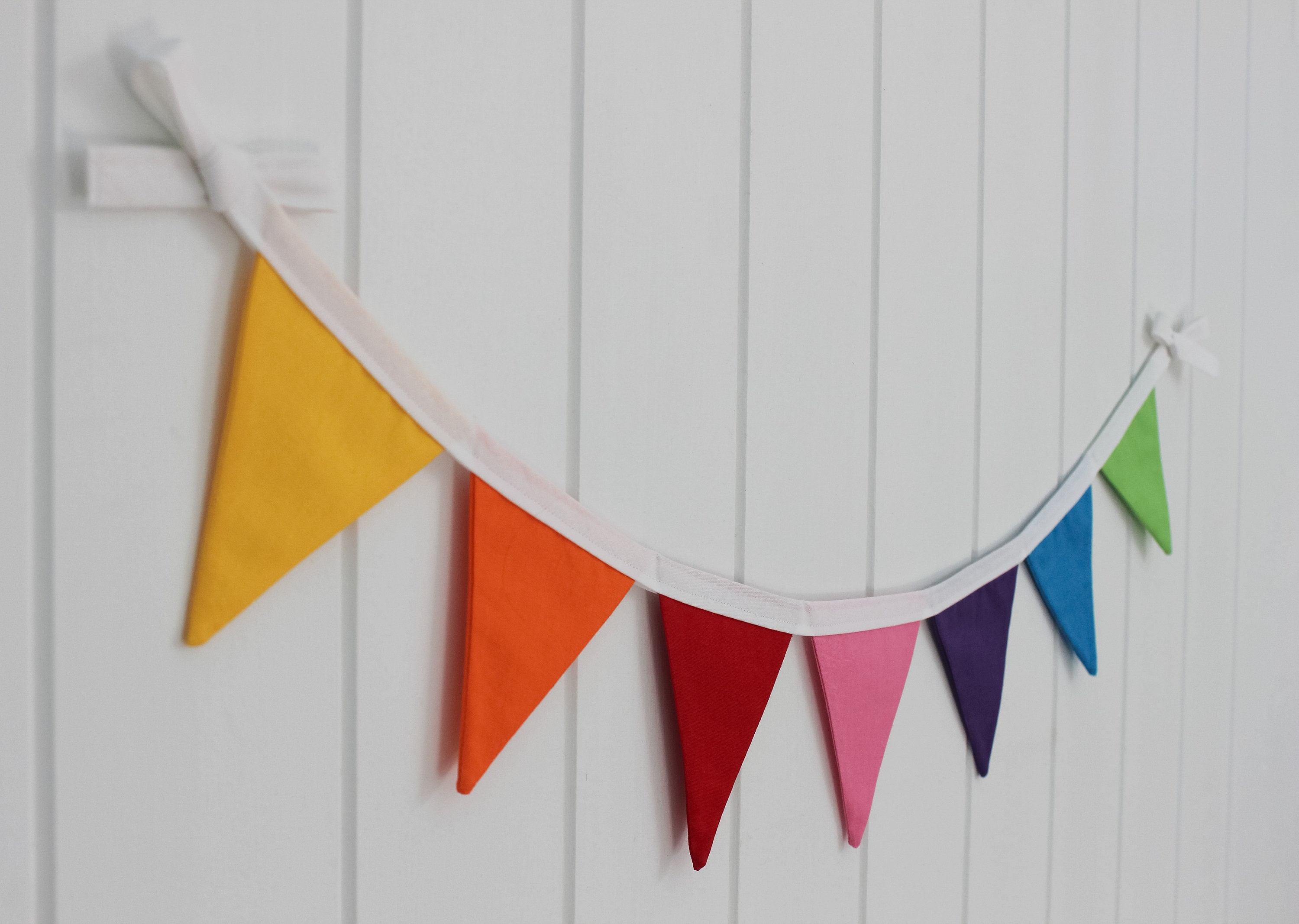 Mini fabric bunting flag banner cotton rainbow | Etsy