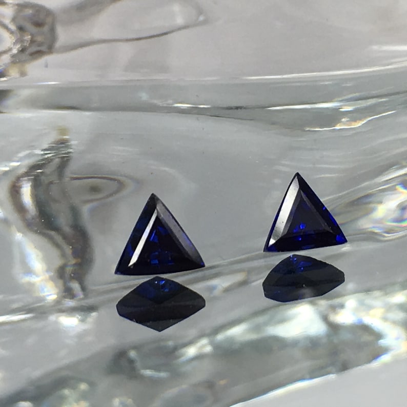 Triangle Cut Synthetic Sapphires Engagement Ring September - Etsy