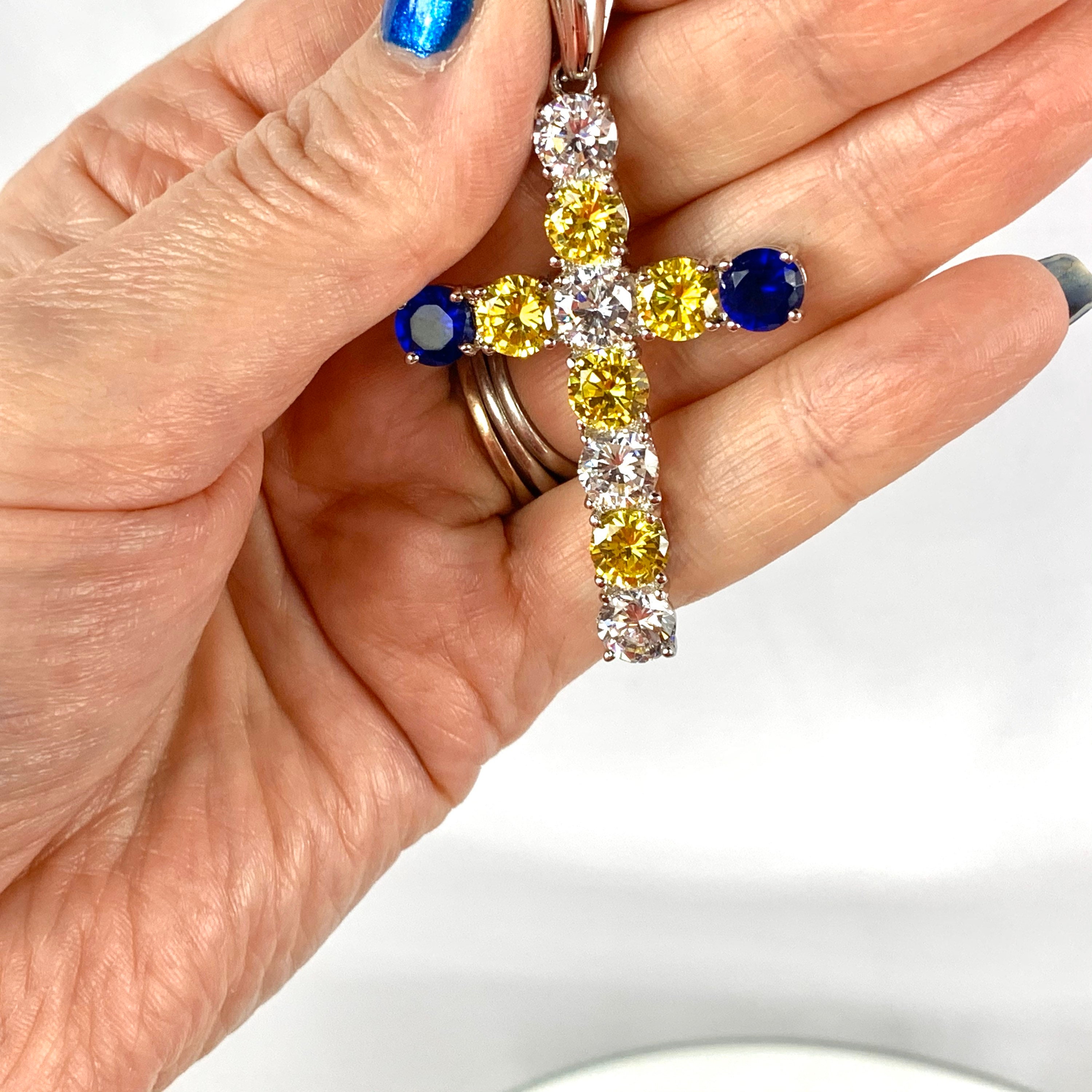 Christian Cross Large Silver Cross Sparkly Cross Hip Hop | Etsy