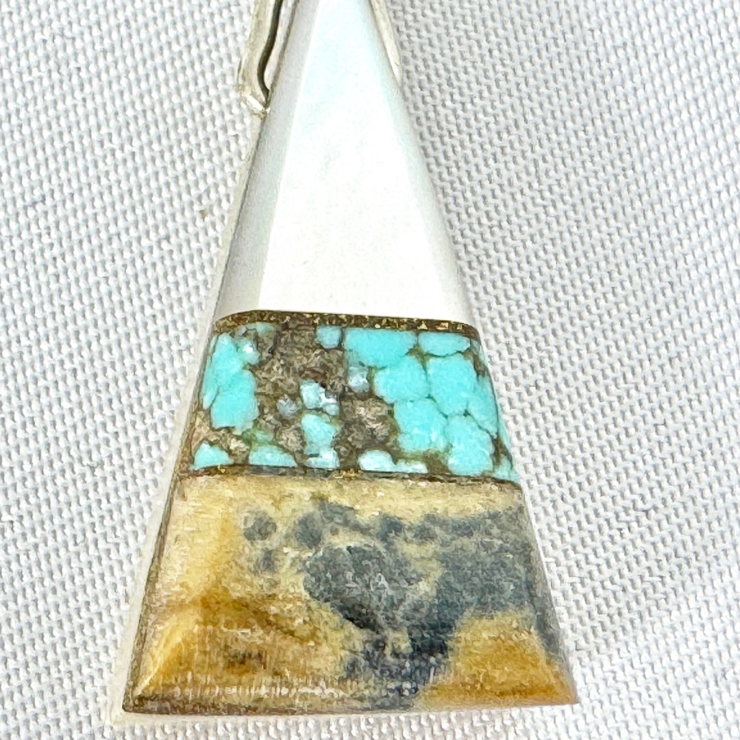Santo Domingo Triangle Tab Pendant, Vintage Southwestern Inlay, Mosaic ...